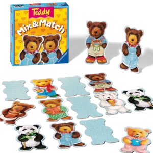 ravensburger teddy mix & match - interactive children's game | quick play | ideal for age 2 and up | classic family fun | quality craftsmanship