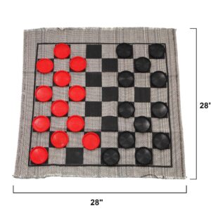 Multiflex Designs Jumbo Checkers Rug Game, 3 Inch Diameter Pieces (12 Red /12 Black), Machine Washable, The Giant Original, Classic Family Fun Kid Activity, Lightweight/Travel Friendly, Indoor/Outdoor