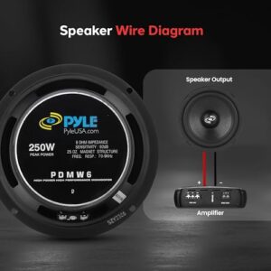 PYLE-PRO 6.5 Inch Car Midbass Woofer - 250 Watt High Powered Car Audio Sound Component Speaker System w/High-Temperature Aluminum Voice Coil, 70Hz-9kHz Frequency, 92 dB, 8 Ohm, 25 oz Magnet PDMW6