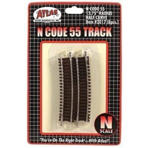 N Code 55 Nickel Silver 13.75" Radius Half Section Track (6) Atlas Trains