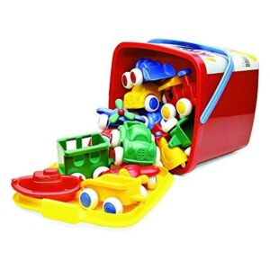 viking vehicles & boats bucket set - 15 piece assortment of 4" primary color cars, trucks and boats