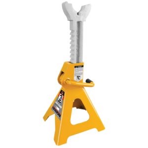 Performance Tool W41022 Ratchet Style Jack Stand Set for Lifting Vehicles During Maintenance, Yellow, 3-Ton