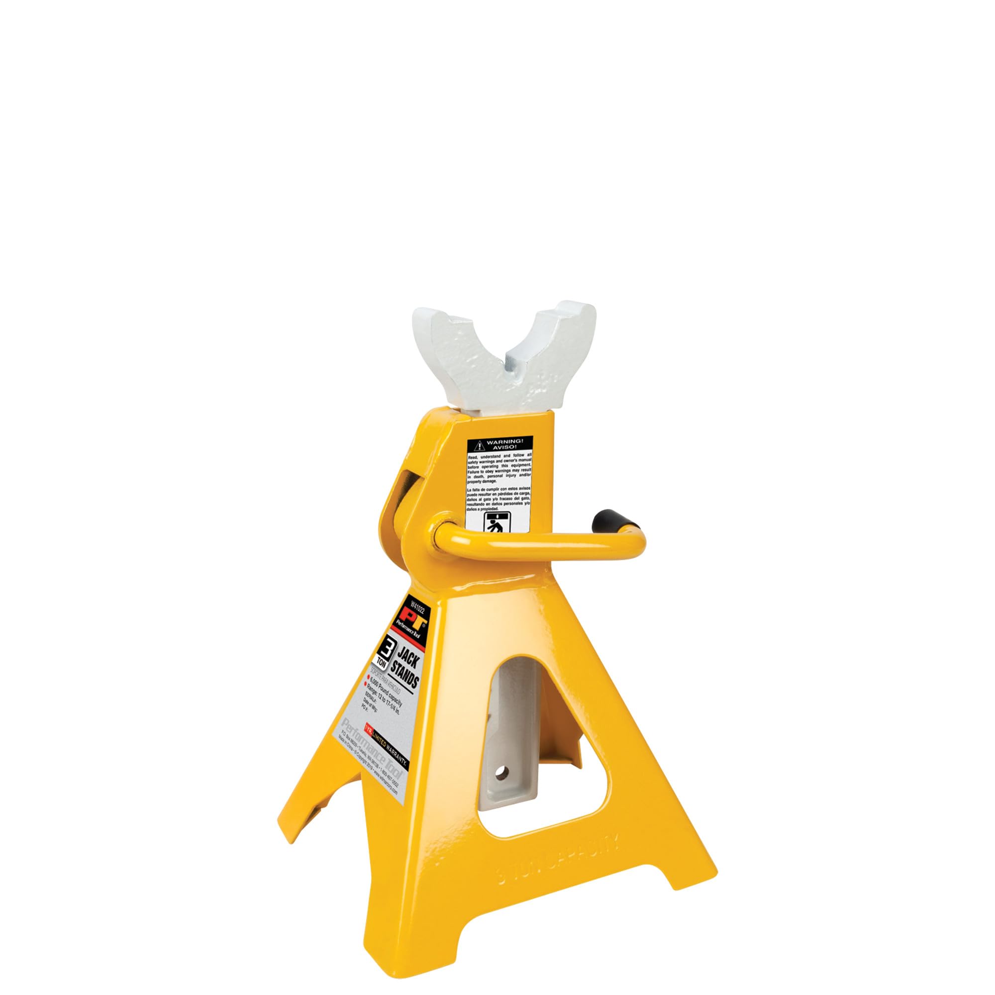 Performance Tool W41022 Ratchet Style Jack Stand Set for Lifting Vehicles During Maintenance, Yellow, 3-Ton