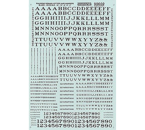 Microscale HO Scale Letters & Numbers, Roman/Black