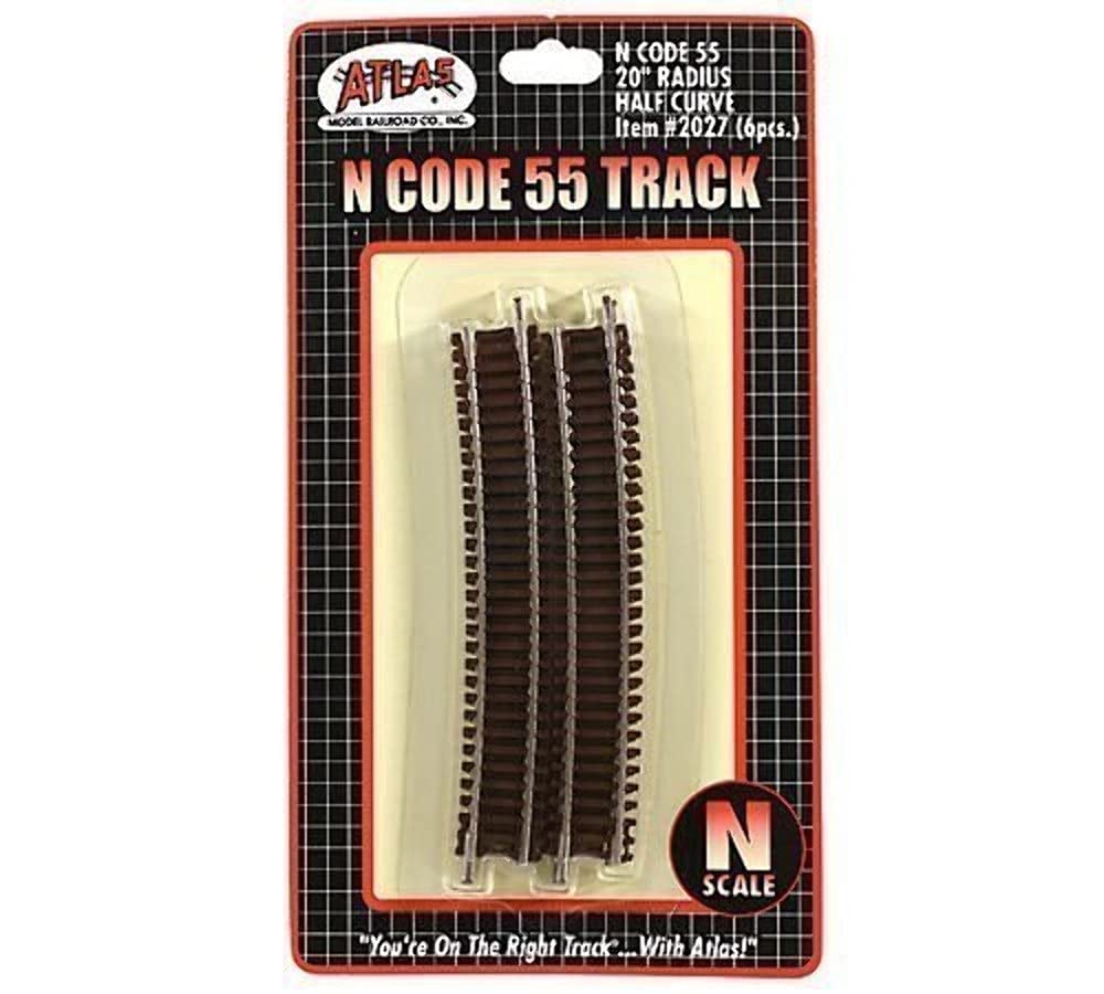 N Code 55 Nickel Silver 20" Radius Half Curve Track (6) Atlas Trains