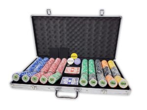 da vinci set of of 750 casino del sol 11.5 gram poker chips with case, cards, dealer buttons and 2 cut cards