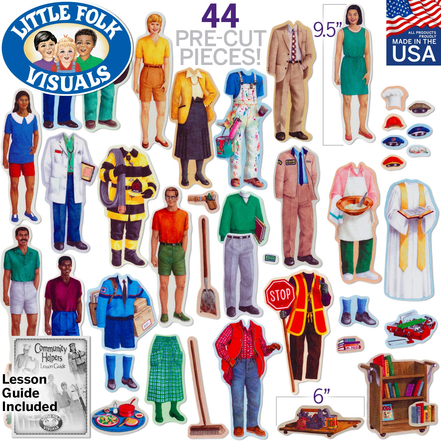 Little Folk Visuals Small Community Helpers Precut Flannel/Felt Board Figures, 44 Pieces Set