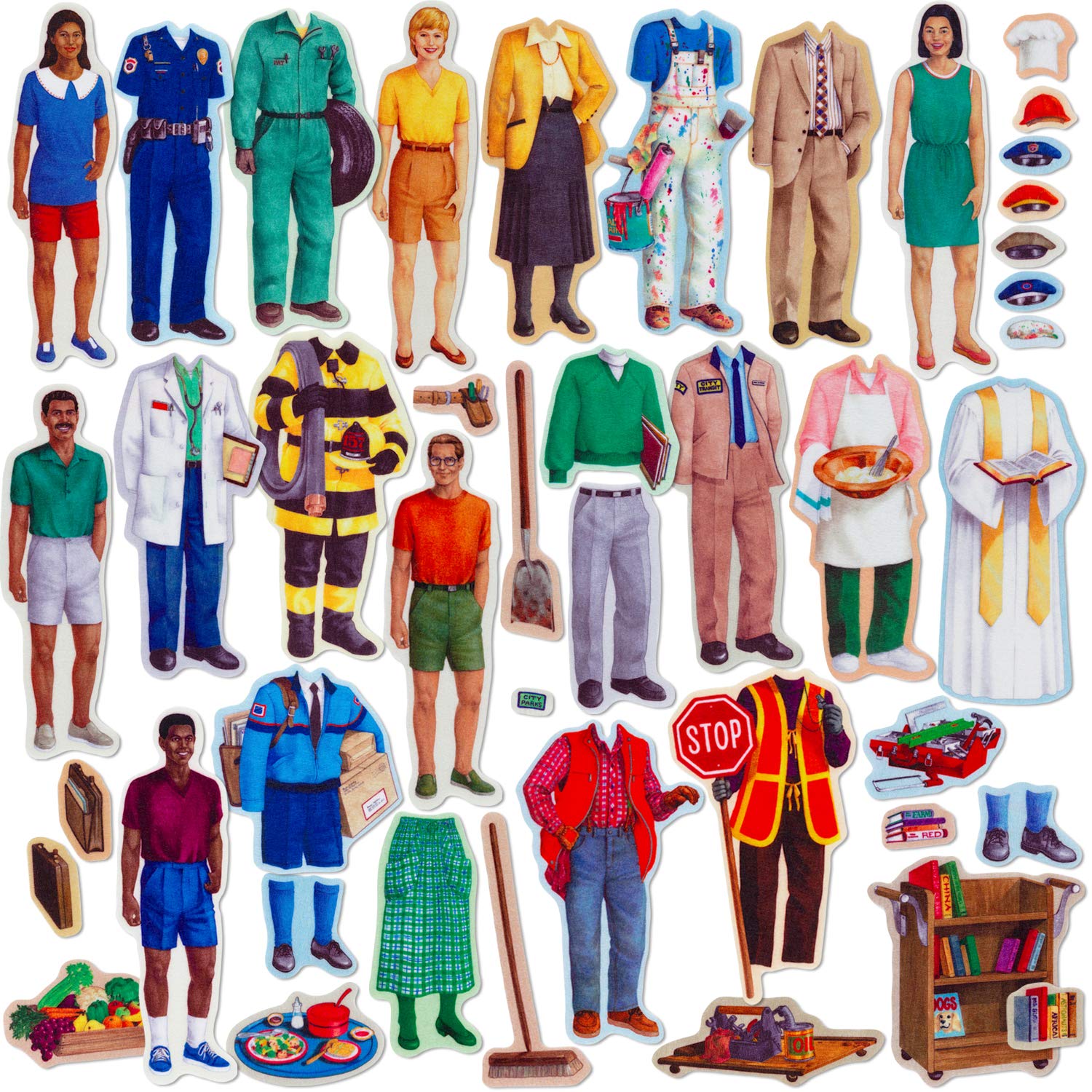 Little Folk Visuals Small Community Helpers Precut Flannel/Felt Board Figures, 44 Pieces Set