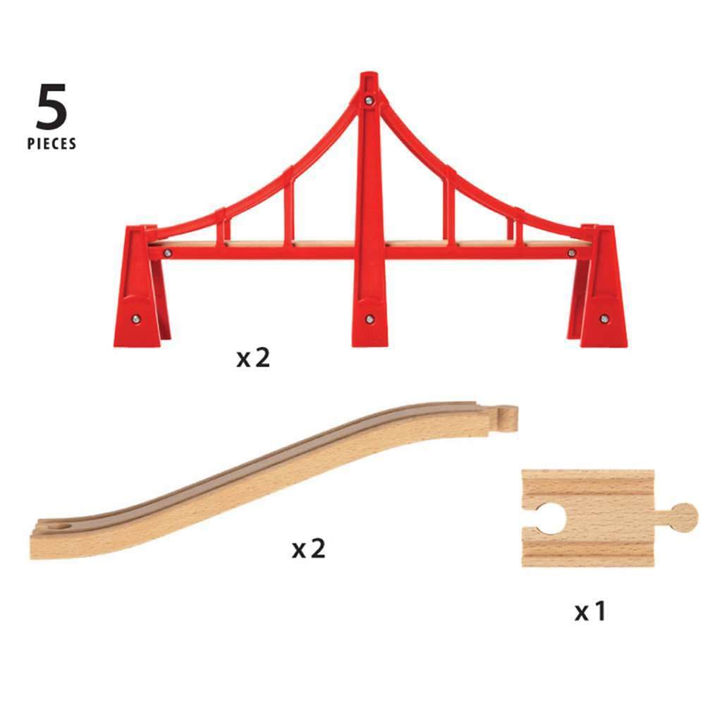 BRIO World - 33683 Double Suspension Bridge | Toy Train Set Accessory for Kids & Toddlers Age 3 and Up | Compatible with All BRIO Railway Sets | FSC Certified