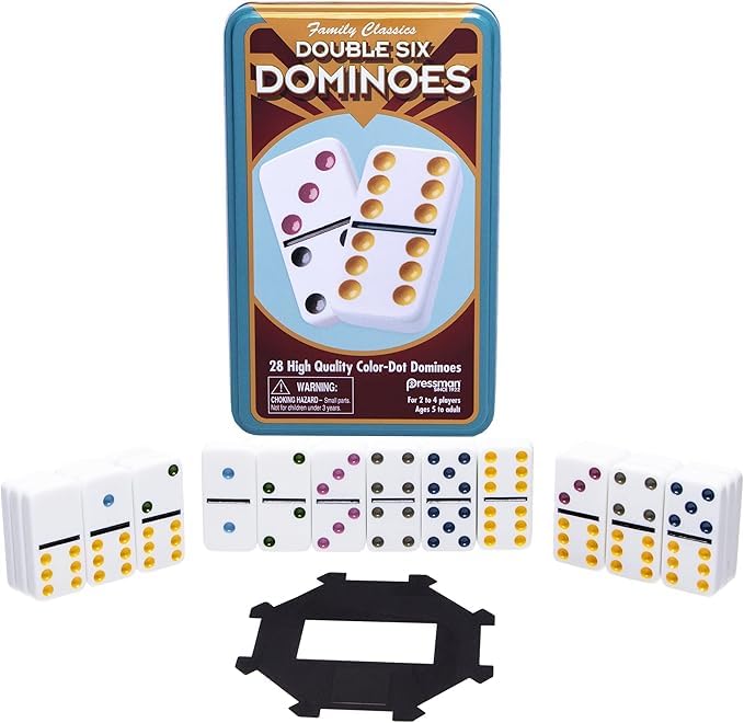 Pressman Double 6 Colored Dominoes, 5"