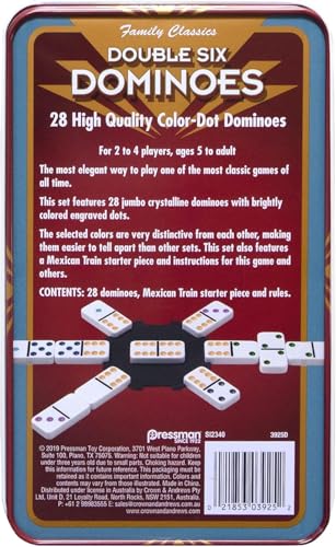 Pressman Double 6 Colored Dominoes, 5"