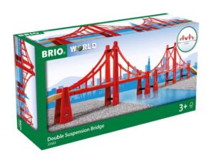 brio world - 33683 double suspension bridge | toy train set accessory for kids & toddlers age 3 and up | compatible with all brio railway sets | fsc certified