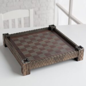 17.25" fortress chessboard with 1.5" square, tan & brown