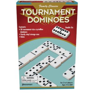 Family Classics Tournament Dominoes - Double Six Crystalline Tiles in Storage Case by Pressman , 5"