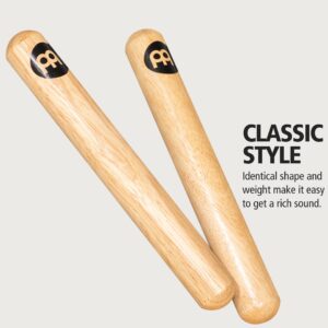 Meinl Percussion Classic Hardwood Claves Musical Instrument Sticks — NOT Made in China — for Live, Studio and Classrooms, 2-Year Warranty (CL1HW)