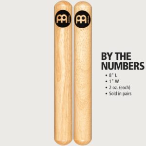 Meinl Percussion Classic Hardwood Claves Musical Instrument Sticks — NOT Made in China — for Live, Studio and Classrooms, 2-Year Warranty (CL1HW)