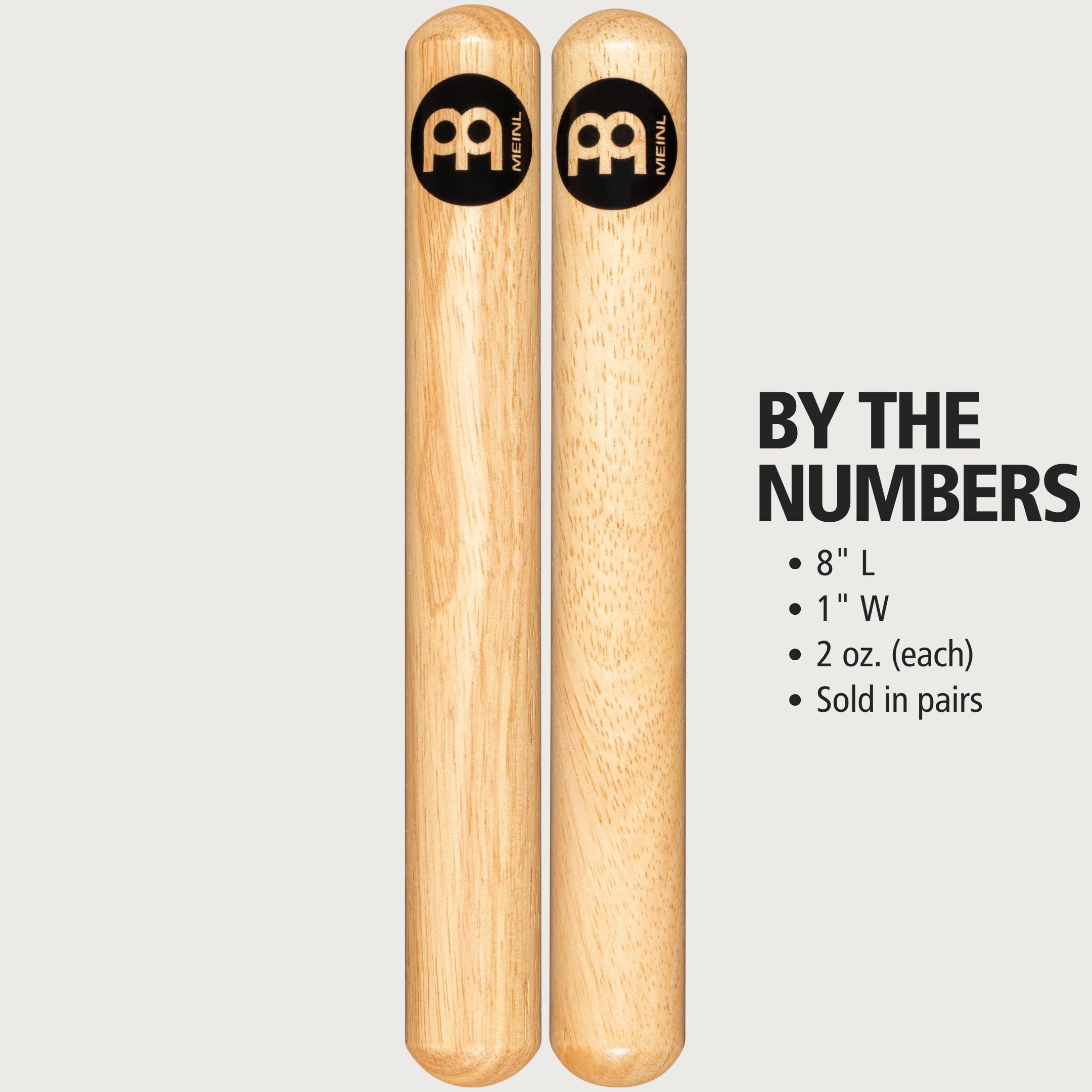 Meinl Percussion Classic Hardwood Claves Musical Instrument Sticks — NOT Made in China — for Live, Studio and Classrooms, 2-Year Warranty (CL1HW)