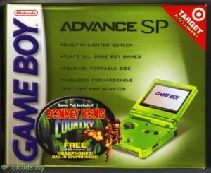 game boy advance sp lime green system with donkey kong country