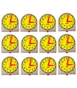 carson dellosa 12 mini judy clocks set, 4" x 4" learning clock for kids ages 4-8, kids analog clock for teaching time, teaching time activity set for schools, homeschool and daycare