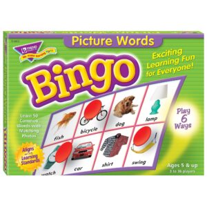 trend enterprises: picture words bingo game, exciting way for everyone to learn, play 6 different ways, perfect for classrooms and at home, 2 to 36 players, for ages 5 and up