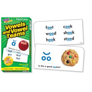 Trend Enterprises: Vowels and Vowel Teams Skill Drill Flash Cards, Sound-It-Out Hints, Photo & Sentence Cues, Great for Skill Building and Test Prep, 72 Cards Included, Ages 6 and Up