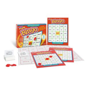 Trend Enterprises: Homophones Bingo Game, Exciting Way for Everyone to Learn, Play 8 Different Ways, Great for Classrooms and at Home, 2 to 36 Players, for Ages 8 and Up