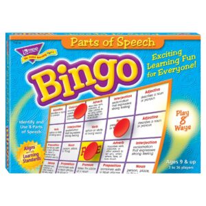 trend enterprises: parts of speech bingo game, exciting way for everyone to learn, play 8 different ways, great for classrooms and at home, 2 to 36 players, for ages 9 and up