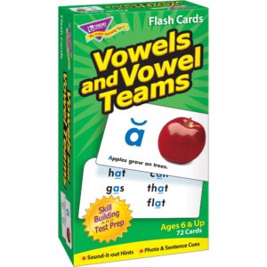 trend enterprises: vowels and vowel teams skill drill flash cards, sound-it-out hints, photo & sentence cues, great for skill building and test prep, 72 cards included, ages 6 and up