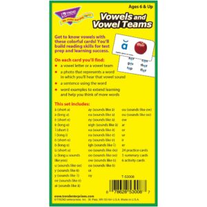 Trend Enterprises: Vowels and Vowel Teams Skill Drill Flash Cards, Sound-It-Out Hints, Photo & Sentence Cues, Great for Skill Building and Test Prep, 72 Cards Included, Ages 6 and Up