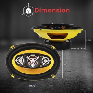 Pyle Car Eight Way Speaker System - Pro 6 x 9 Inch 500W 4 Ohm Mid Tweeter Component Audio Sound Speakers For Car Stereo w/ 120 Oz Magnet Structure, 3.55” Mount Depth Fits Standard OEM -PLG69.8 (Pair)