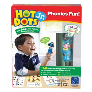 educational insights hot dots jr. phonics fun set with interactive pen, learn to read workbook, 160 lessons for homeschool & classroom, ages 3+