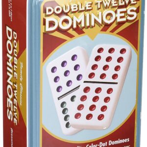 Pressman Double 12 Color Dot Dominos in A Tin, 5"