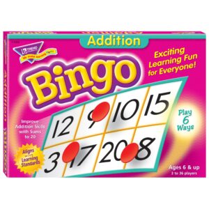 trend enterprises: addition bingo game, exciting way for everyone to learn, play 6 different ways, great for classrooms and at home, 2 to 36 players, for ages 6 and up