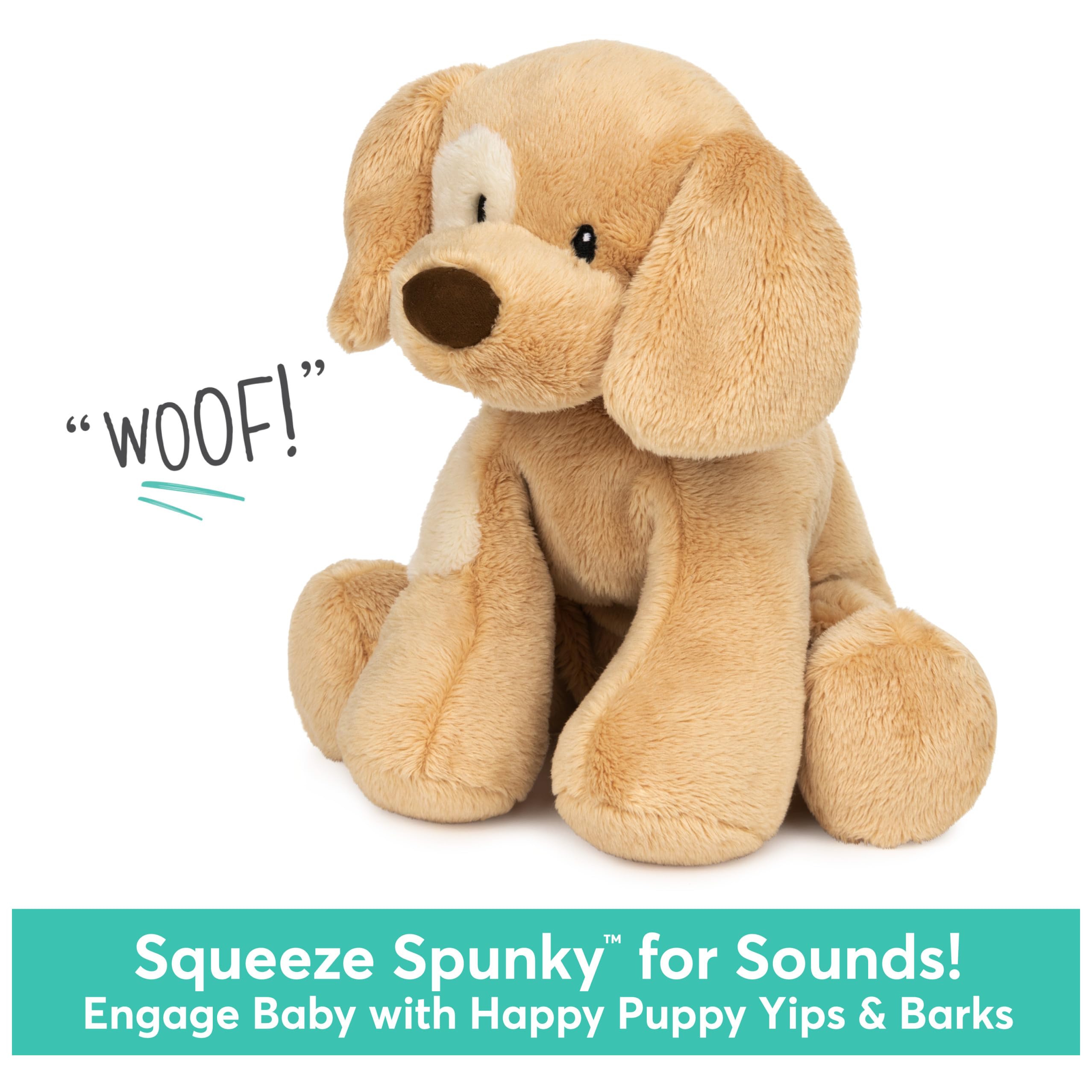 Baby GUND Spunky Barking Puppy Stuffed Animal Sound Toy, Animated Plush Sensory Toy with Sounds, for Babies and Newborns, Pink, 8”