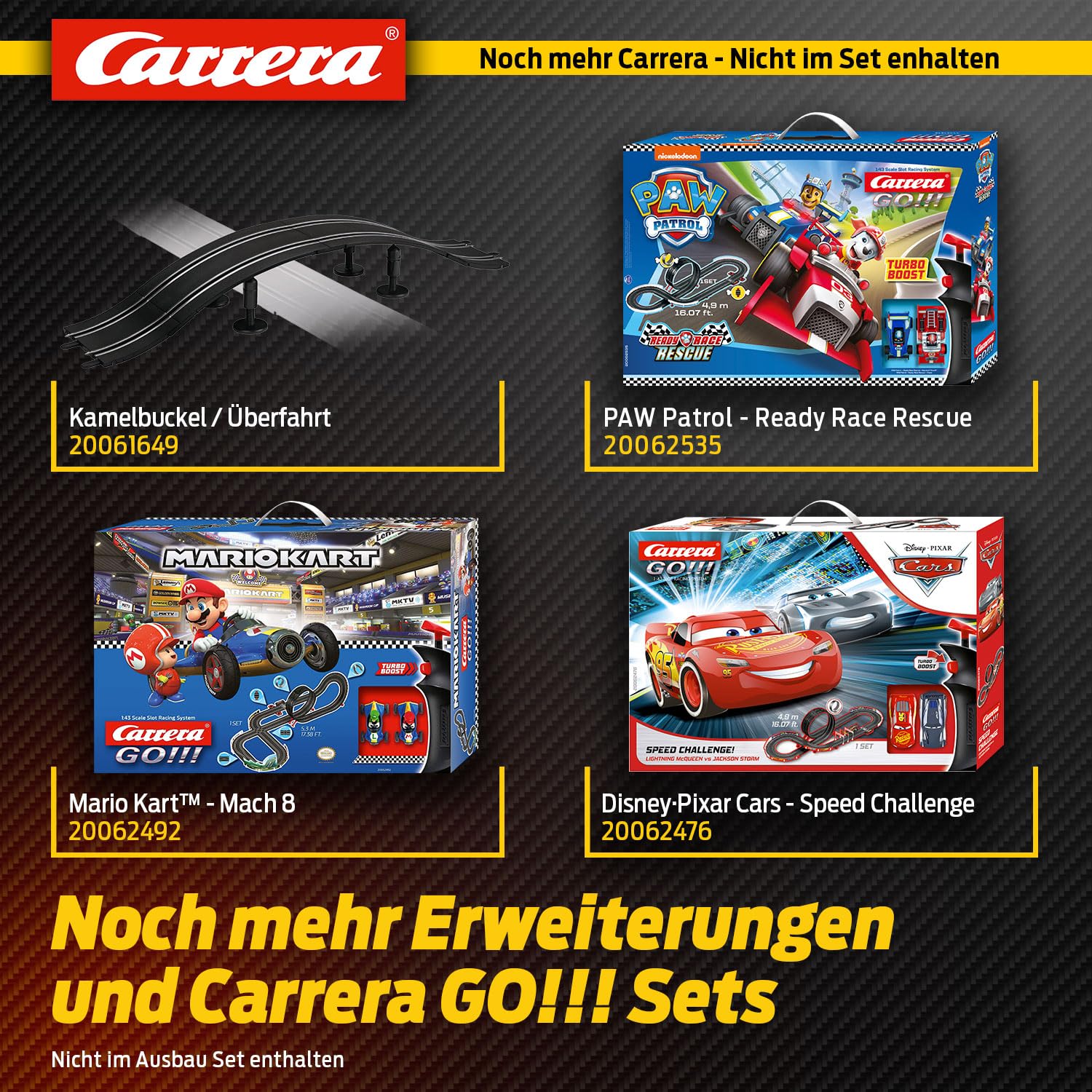 Carrera 61614 GO!!! and Digital 143 Extension Set 3 Add On Parts Includes Straights Curves High Curves, Medium