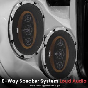 Pyle Car Eight Way Speaker System - Pro 6 x 9 Inch 500W 4 Ohm Mid Tweeter Component Audio Sound Speakers For Car Stereo w/ 120 Oz Magnet Structure, 3.55” Mount Depth Fits Standard OEM -PLG69.8 (Pair)