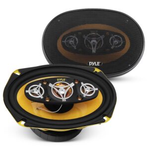 pyle car eight way speaker system - pro 6 x 9 inch 500w 4 ohm mid tweeter component audio sound speakers for car stereo w/ 120 oz magnet structure, 3.55” mount depth fits standard oem -plg69.8 (pair)