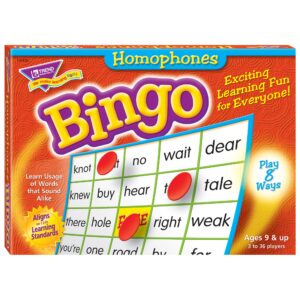 trend enterprises: homophones bingo game, exciting way for everyone to learn, play 8 different ways, great for classrooms and at home, 2 to 36 players, for ages 8 and up