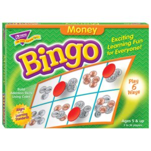 trend enterprises: money bingo game, exciting way for everyone to learn, play 6 different ways, great for classrooms and at home, 3 to 36 players, for ages 5 and up