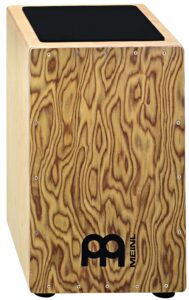 meinl cajon box drum with internal metal strings for adjustable snare effect – not made in china - hardwood full size with makah burl frontplate, 2-year warranty (caj3mb-m)