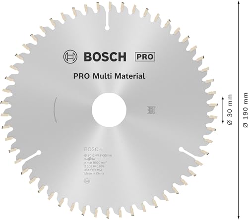 Bosch 2608640509 Multi Material Circular Saw Blade, 190mm x 2.4mm x 30mm, 54 Teeth, Silver