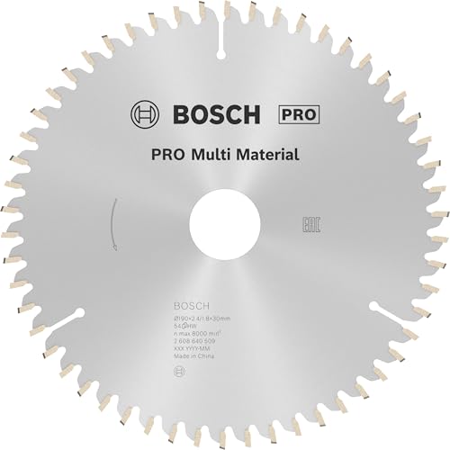 Bosch 2608640509 Multi Material Circular Saw Blade, 190mm x 2.4mm x 30mm, 54 Teeth, Silver