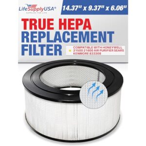 lifesupplyusa hepa filter replacement compatible with honeywell 21500 21600 air purifier sears kenmore 833308