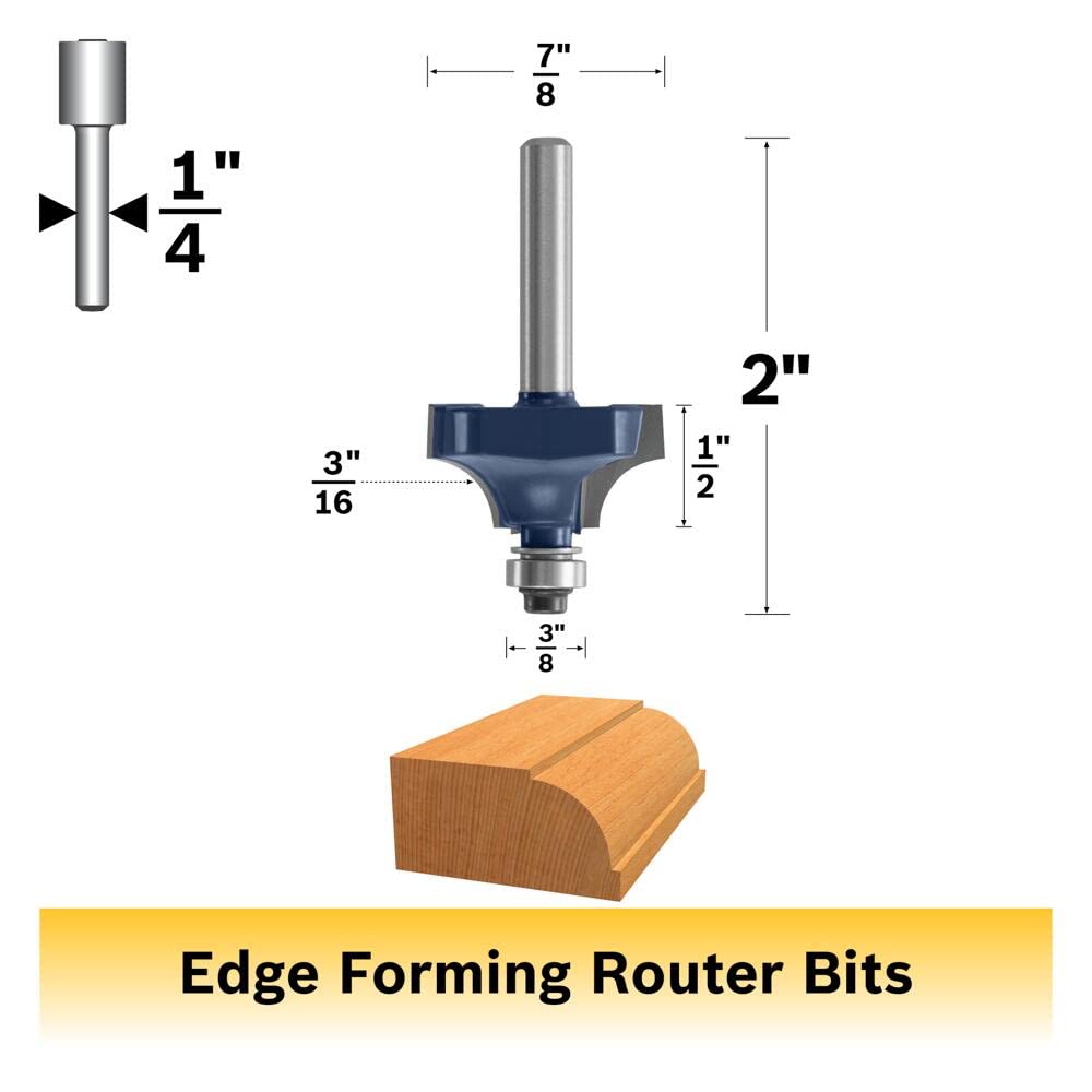 Bosch 85493M 7/8-Inch Diameter 31/64-Inch Cut Carbide Tipped Beading Router Bit 1/4-Inch Shank with Ball Bearing