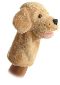 aurora® interactive hand puppet garth™ stuffed animal - storytelling adventures - playful learning - brown 10 inches