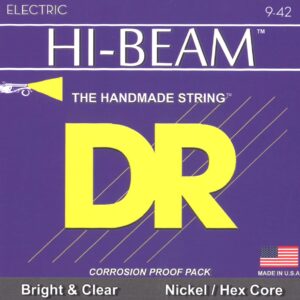 dr strings electric guitar strings, hi-beam, hex core 9-42