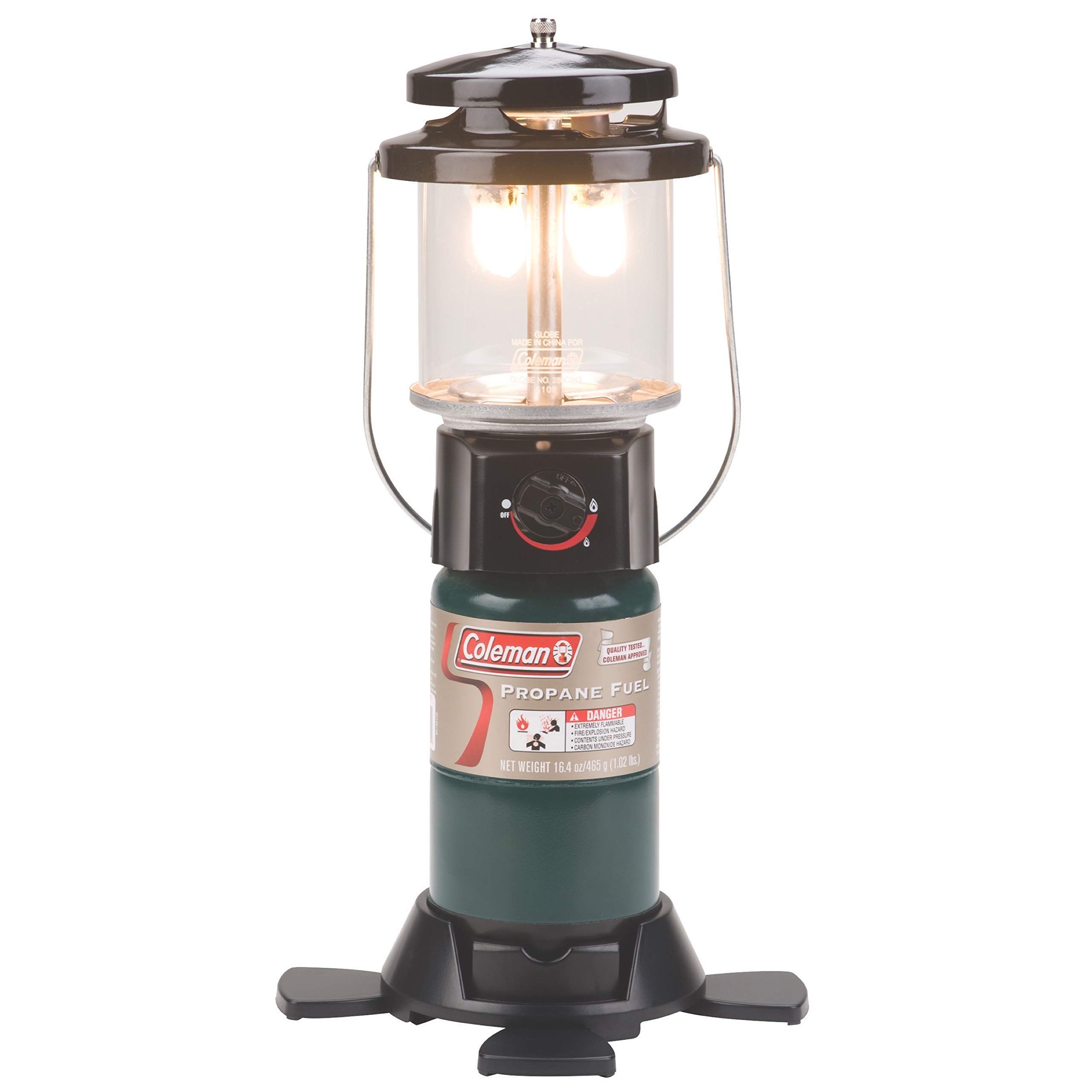 Coleman 1000 Lumens Deluxe Propane Lantern, Gas Lantern with Adjustable Brightness, Pressure Control, Carry Handle, and Mantles Included