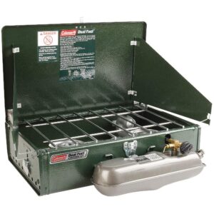 coleman 2 burner dual fuel compact liquid fuel stove