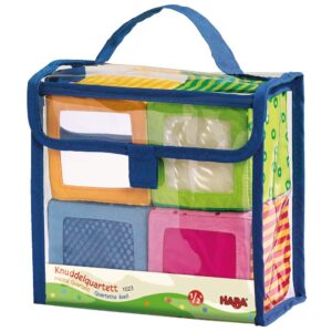 haba happy quartett - 4 soft blocks each with a unique sound and texture for ages 6 months and up