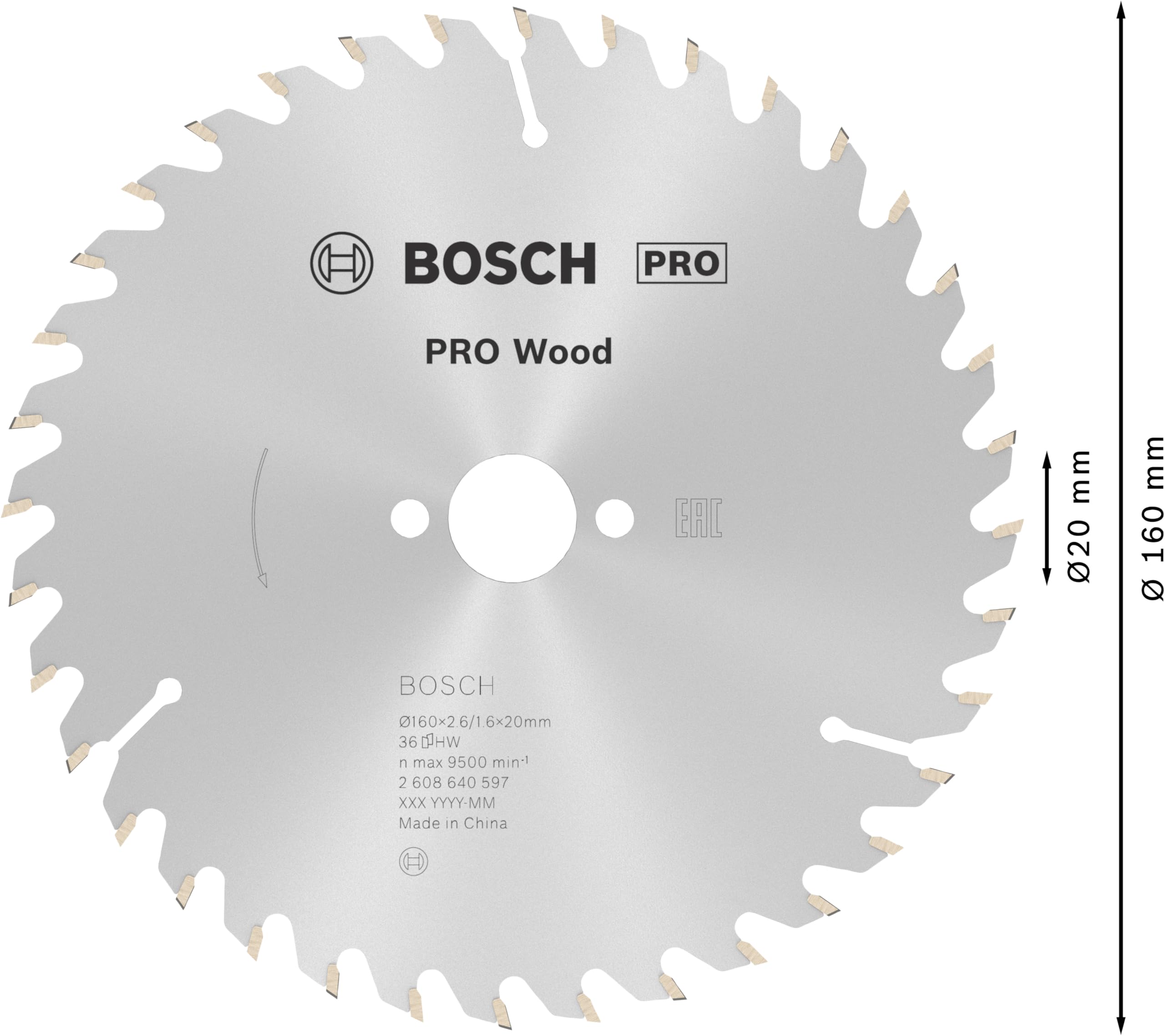 Bosch 2608640597 Circular Saw Blade"Top Precision" Opwoh 6.3inx20mm 36T